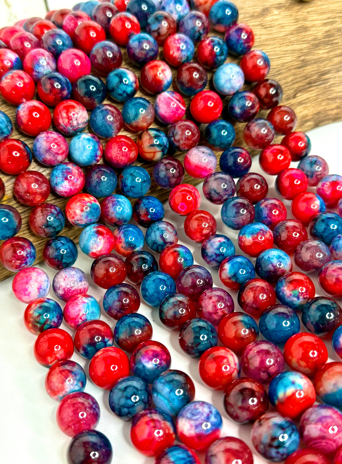 14mm Smooth Fire Agate Gemstone Beads – Multicolor Agate – Natural Rou ...