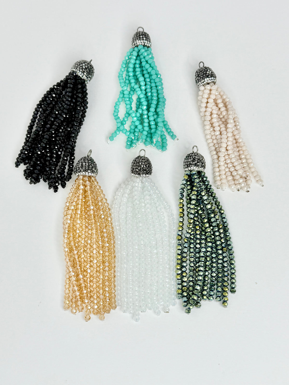 3” & 3.5" Beaded Tassels | Crystal Tassels | Tassels with Micro Pave ...