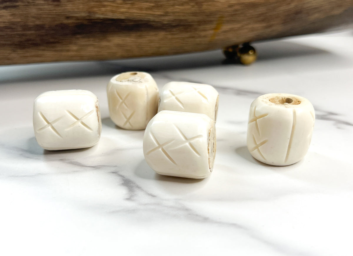 Carved Bone Beads 28mm – Tribal Style Accent Beads (2 pcs) | Focal Bea ...